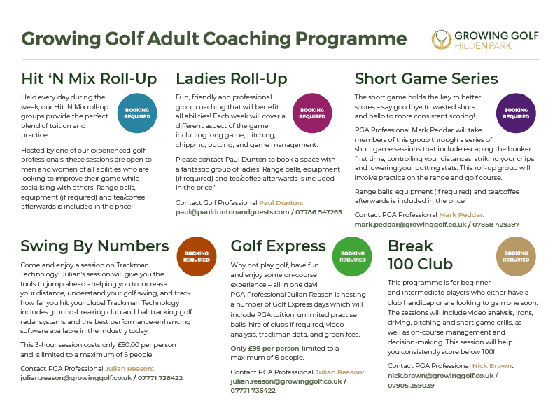 Hilden Park Golf Academy | PGA Golf Coaching | Golf Lessons Kent